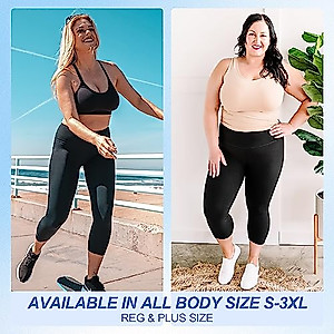 we fleece 3 Pack Black Capri Leggings for Women-Soft High Waisted Tummy Control Non See Through Workout Running Yoga Pants(A-3 Pack-Black,Black,Black,2XL-3XL)