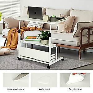 Laptop Desk Adjustable Desk Small Standing Desk Home Office Desks for Small Spaces Portable Desk Table for Bedrooms, 31.5" White Uplift Student Study Desk Mobile Rolling Computer Work Desk on Wheels