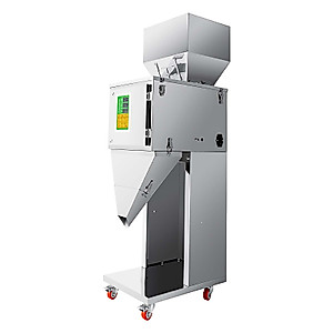 Particle Filling Machine, 10-999g Automatic Particle Weighing Filler Depenser, Intelligent Bottle Bag Pouch Split Quantitative Packing Filler with Foot Pedal for Tea Seeds Grains Flour Beans Glitter
