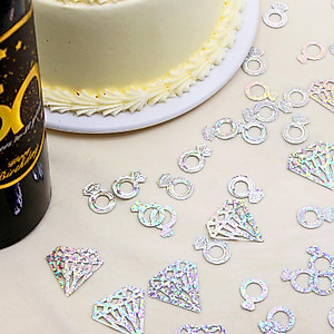 WenmthG 800 PCS Diamond Ring Confetti Bridal Shower Confetti Decorations 60 g / 2.11 oz Silver Bachelorette Party Table Ring Confetti Glitter for Engagement Bridal Shower Valentine Wedding Decoration