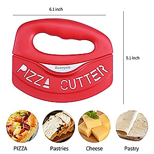 Suanyok Premium Pizza Cutter Food Chopper-Super Sharp Blade Stainless Steel Pizza Cutter Rocker Slicer with Protective Sheath Multi Function Pizza Knife Kitchen Tools,Dishwasher Safe (Red)