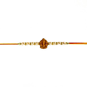 CRAFTONE Set of 12 Ganesha Design Rakhi for Brother, Designer Rakhi Set for Raksha Bandhan, Small Beads and Pearls Rakhi Thread Bhaiya Bhabhi Sister Rakhi Band for Rakshabandhan with Roli Chawal