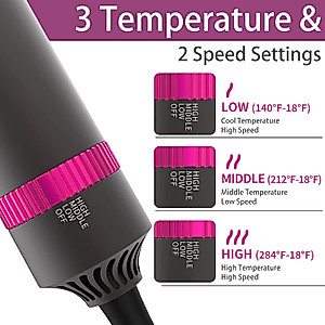 Hot Air Brush Hair Dryer Brush - 5 in 1 Hair Dryer Hot Air Brush Styler Blow Dryer Brush in One,Negative ​Ion/1200W/3 Temp/,One Step Hair Dryer and Styler for Straightening/Curling/Volumizer (Black)