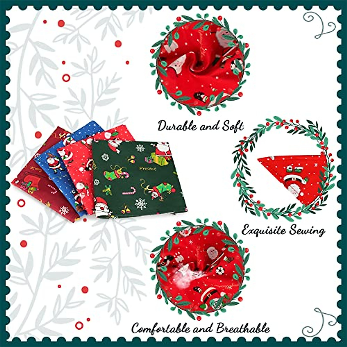 YTFU 4 Pack Christmas Bandanas for Dogs Christmas Dog Bandanas for Large Dogs Medium Dogs Small Dogs Cotton Dog Holiday Bandanas Snowman Snowflake Pet Dog Christmas Scarf for Christmas Party