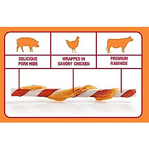 Good'N'Fun Triple Flavored Rawhide Twists For Dogs, 35 Count,Chicken,0.14 pounds
