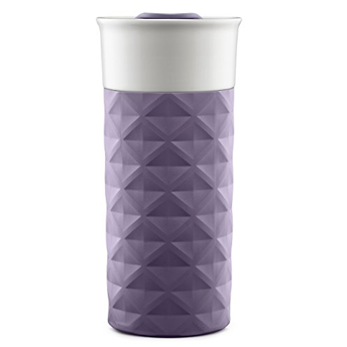Ello Ogden Ceramic Travel Mug with Splash-Resistant Slider Lid and Protective Silicone Boot, Perfect for Coffee or Tea, BPA Free, Dishwasher Safe, Deep Purple, 16 oz