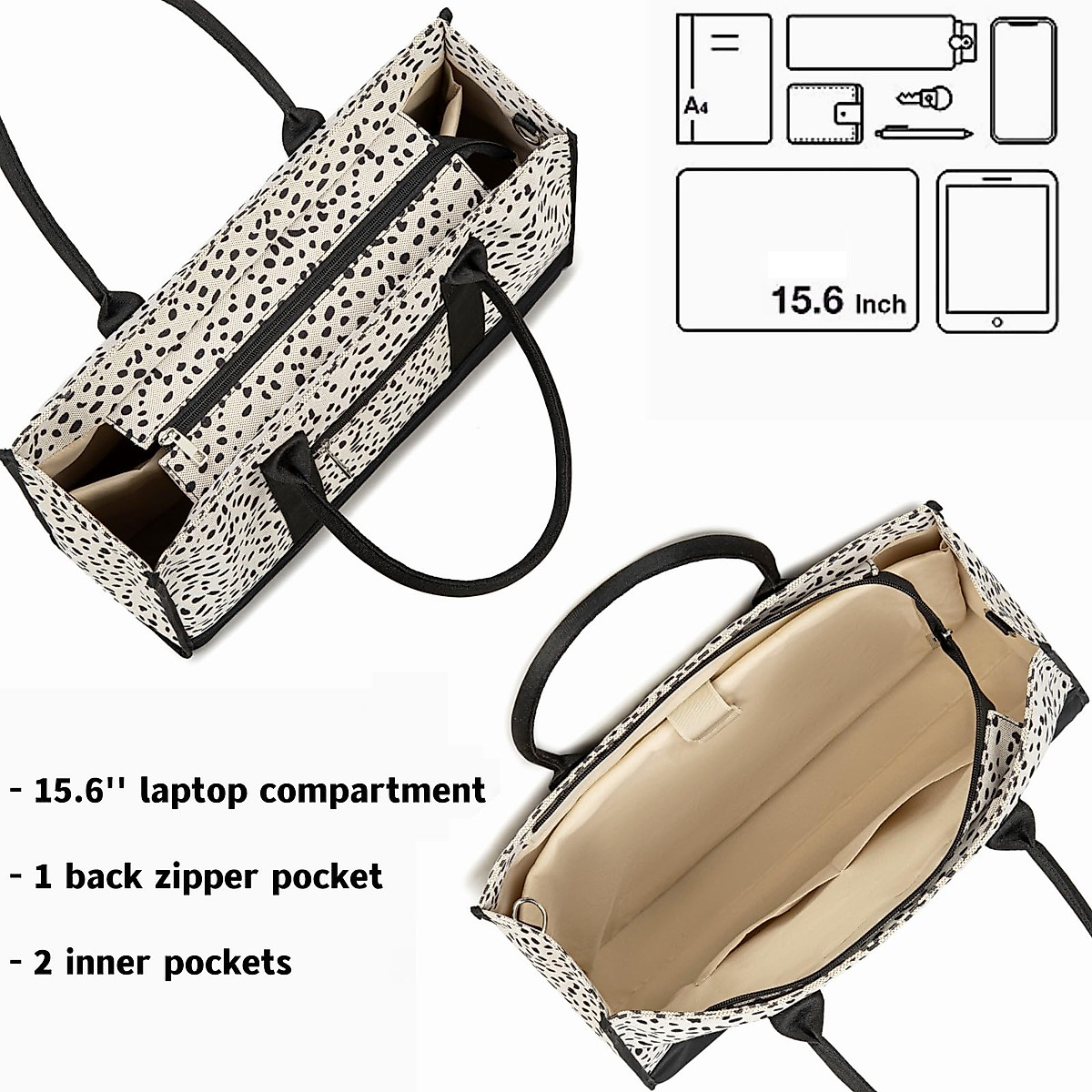 LOIDOU Laptop Tote Bag for Women 15.6 inch Canvsa Work Tote Bag Computer Bag Large Capacity Teacher Handbag Shoulder Bag