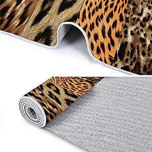 RUGROOM Wildlife Rugs Tiger Spot Iguana Cheetah Print Soft Non-Slip Washable Floor Mat Brown Hallway Rug Hunter Lover Decorations for Living Room Dining Room Hallway Entrance Rugs 2X4ft