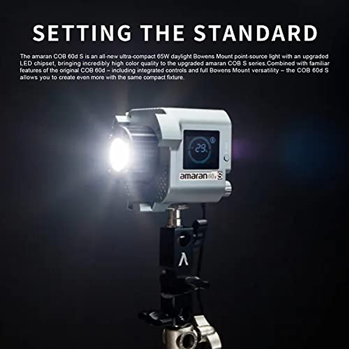 Aputure Amaran 60d S Ultra-High Color Quality 65W Output Daylight Bowens Mount Point-Source LED Video Light, 5600K SSI 86+, 37,800 lux @ 1m, App Control, 8 Lighting FX (amaran 60d S)