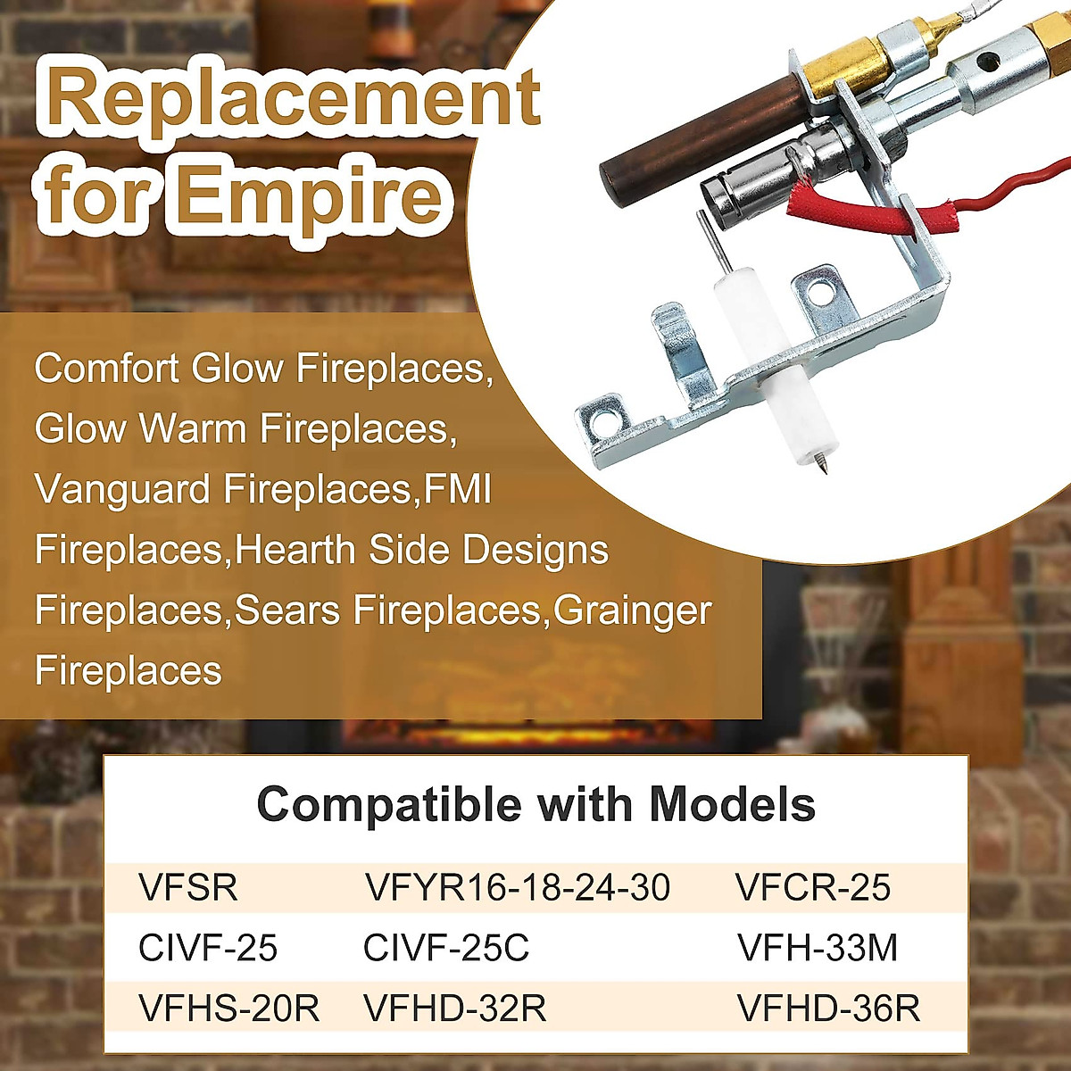 Aowoil 14D0477 Vent Free Gas Log, ODS Pilot Assembly, LP Propane Gas Fireplace Compatible with Empire FMI etc, Part Number LPG8414 LPG8404 PP225 R3623 14D0477 103778-01