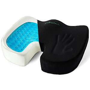 Wellnetech Seat Cushion Non-Slip Sciatica & Back Coccyx Tailbone Pain Relief Car Seat Cushion All-Day Sitting Comfort for Office Desk Gaming Chair. Enhanced Gel Memory Foam Seat Cushion