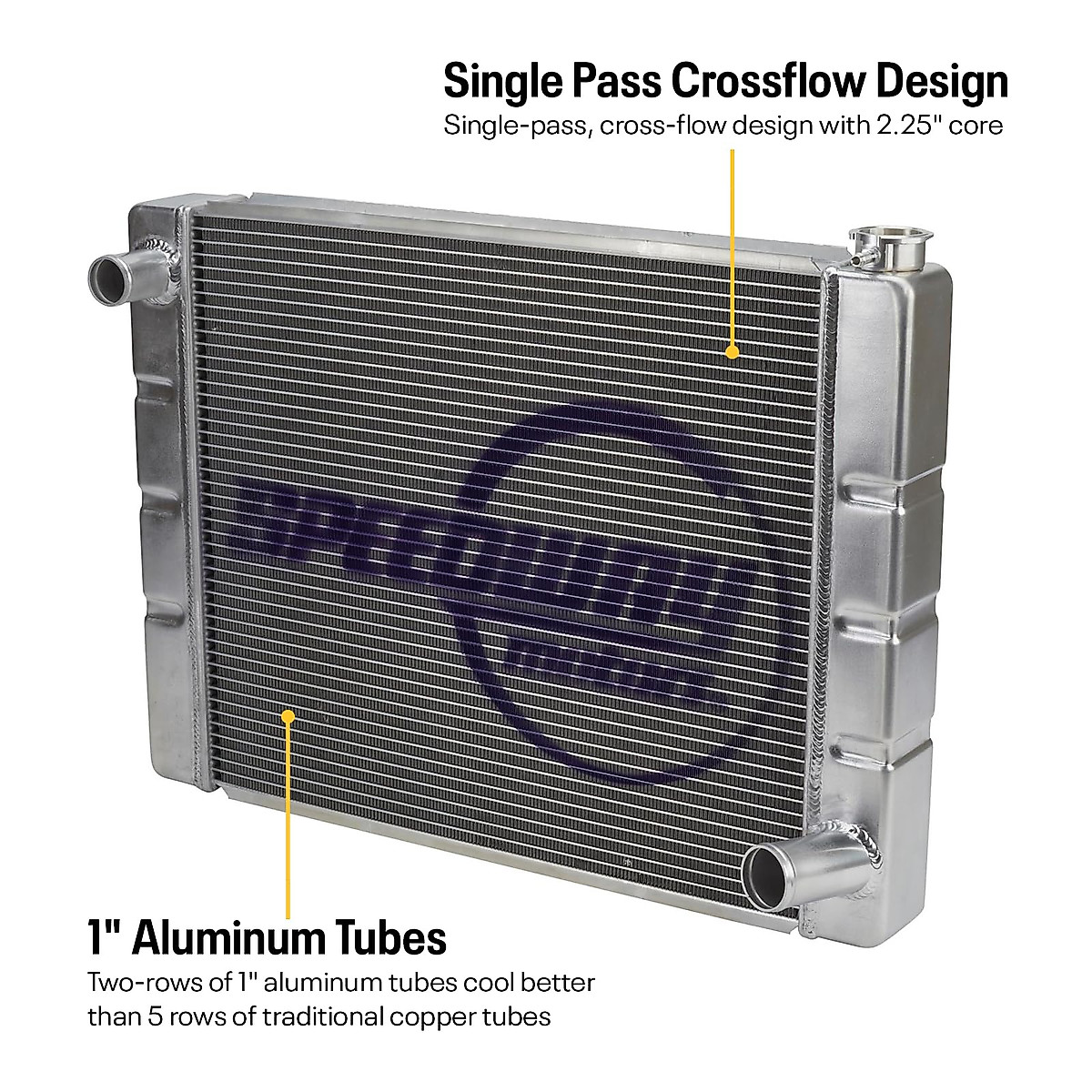 Speedway Motors Chevrolet SBC/BBC Universal Lightweight Aluminum Radiator, 31 Inch Width, Premium Performance with Maximum Cooling, Easy Installation to any Build