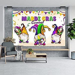 Mardi Gras Masquerade Masks Purple Green Gold Banner Backdrop Crown Theme Decor Decorations for King Cake Party Birthday Party Mardi Gras Party Carnival New Orleans Party Supplies Favors Background