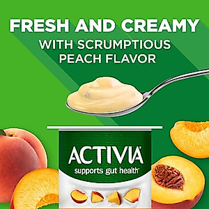 Activia Probiotic Lowfat Yogurt, Peach, Non-GMO Project Verified, 4 Oz, Pack of 4