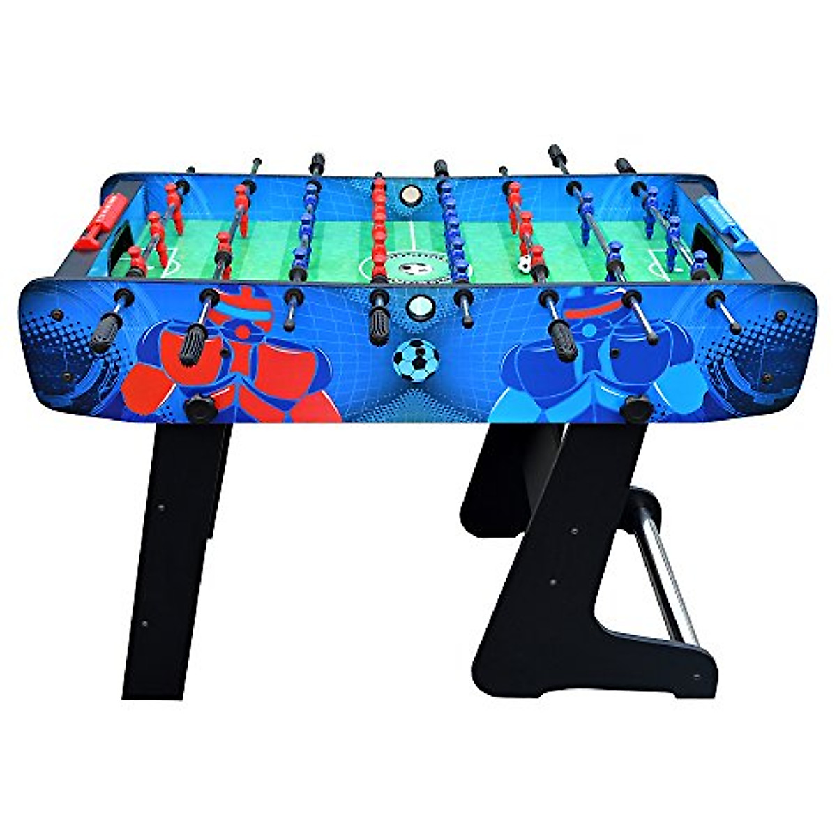 Hathaway Gladiator 48" Folding Foosball Table, Arcade Table Soccer for Game Rooms, Includes Foosballs, Blue/Black