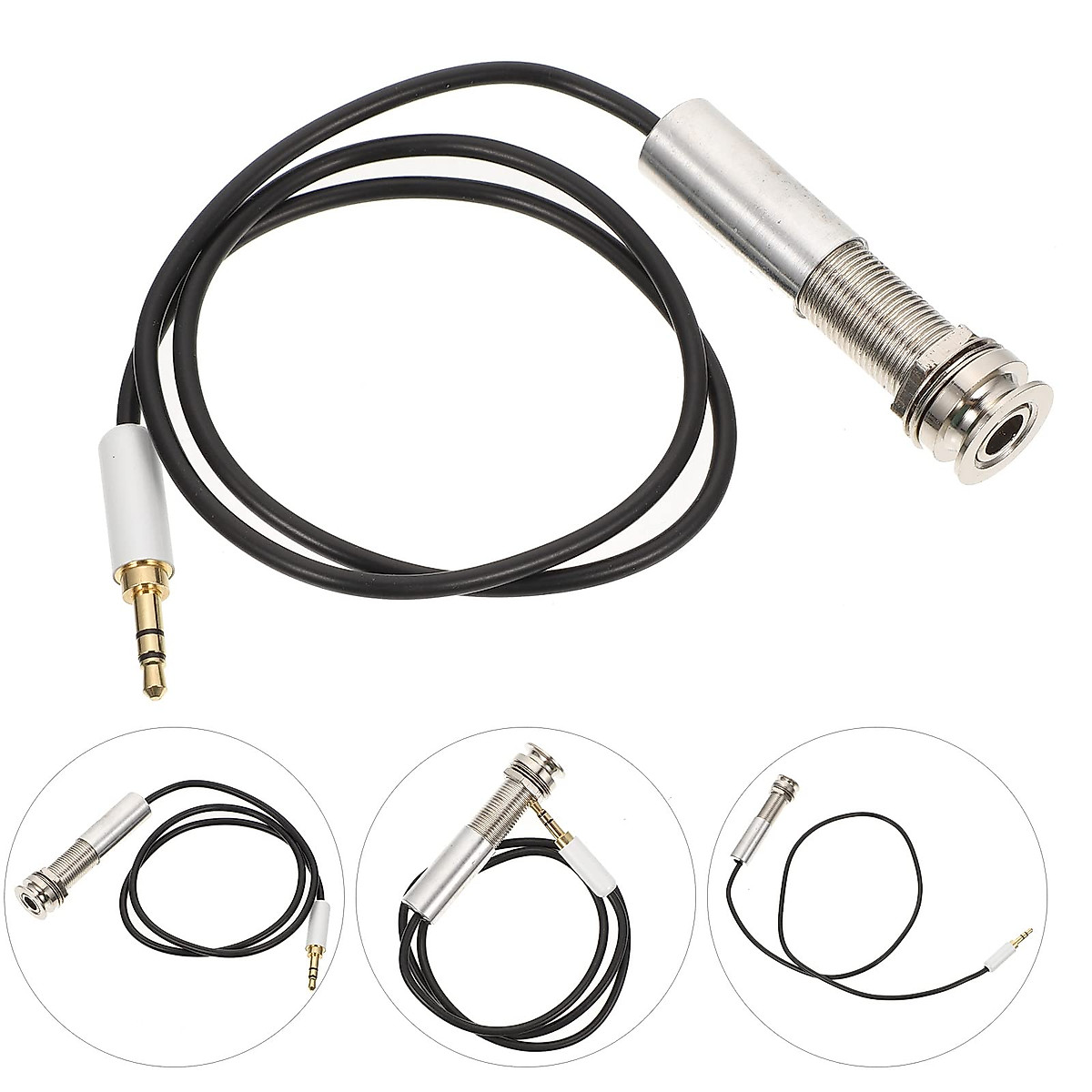 Guitar Pickup Cable Piezo Cable Endpin Output Jack Guitar Adapter Stereo Instrument Cable 600mm (Black)