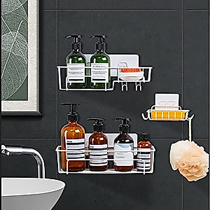 Liangding Shower Caddy 3-Pack Shower Shelf Organizer Stainless Steel Adhesive Kitchen Storage Shelves Rack with Soap Dish Razor Wall Mounted Bathroom Shower Storage Shelves for Inside Shower