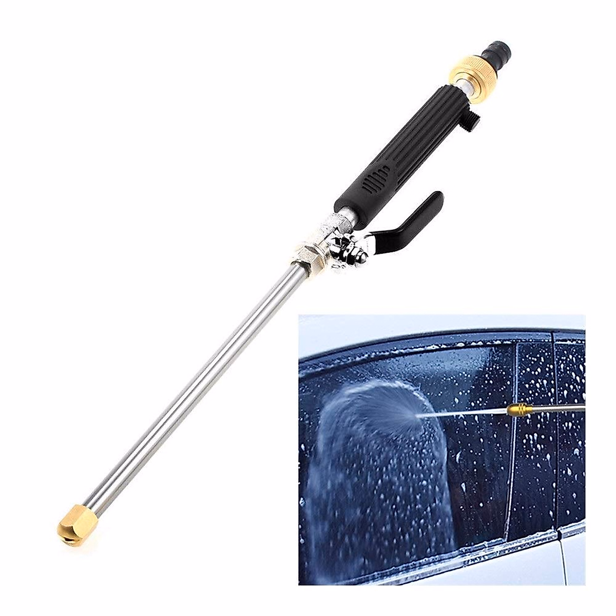 Lawn Garden Nozzle Sprinkler Cleaning Tool Car Booster Water Gun Spray Garden Washing Machine Hose Wand Nozzle Sprayer Watering Spray (Color : Black)