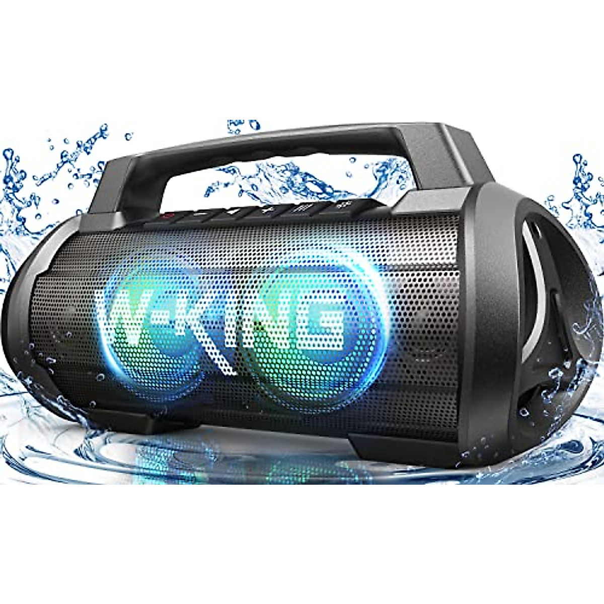W-KING Portable Loud Bluetooth Speakers with Subwoofer, 70W Waterproof Party Outdoor Speakers Bluetooth Wireless, Deep Bass/Hi-Fi/Dynamic Light/Mic Port/42H Play/EQ/DSP/Power Bank/TF/AUX/Large Speaker