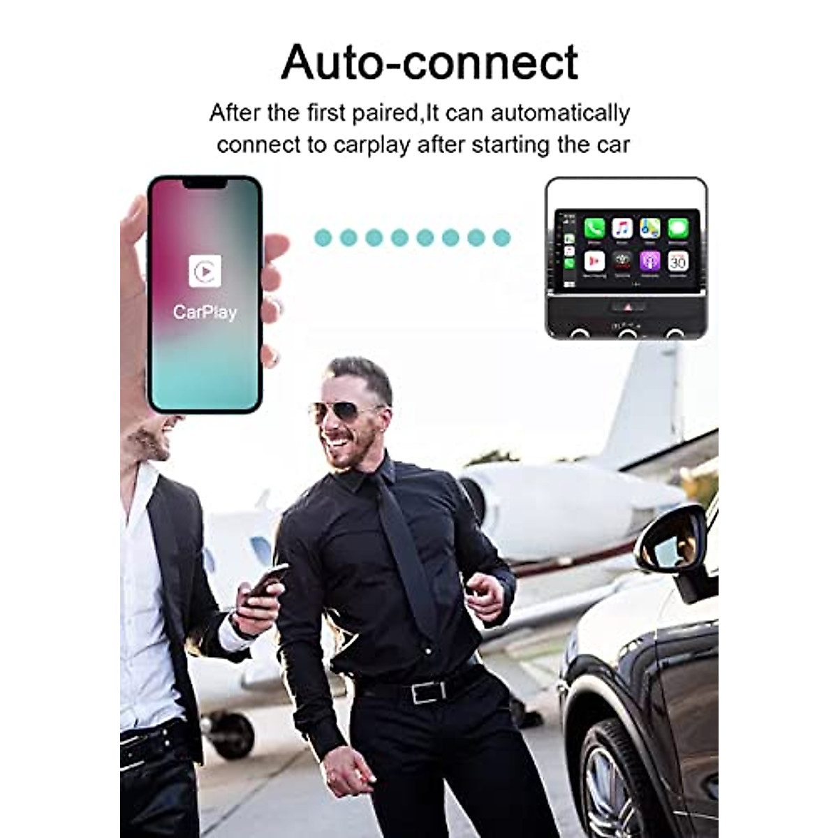 Wireless CarPlay Adapter, CarPlay Dongle for OEM Wired CarPlay Cars, Convert Wired to Wireless CarPlay, Support Online Update Plug & Play Easy Use Fit for Cars from 2015 & iPhone iOS 10+ (Black)