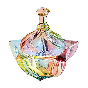 CHOOLD Luxury Colorful Star Shaped Crystal Candy Jar with Lid,Clear Glass Apothecary Jar Wedding Candy Buffet Jar Food Jar (7oz/14oz)