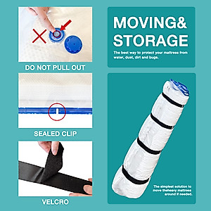 Queen/Full Mattress Vacuum Bag for Moving and Storage, Memory Foam Latex Mattress Storage Bags Full Queen Size for Mattress up to 14 Inches