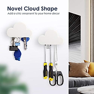 MoKo Magnetic Key Holder, [2 Pack] Magnetic Key Rack Organizer Hooks with Adhesive Magnetic Key Ring Holder for Wall Door - White