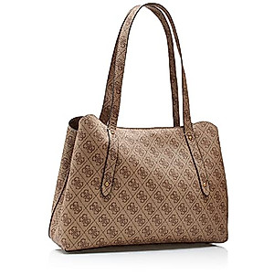 GUESS Eco Brenton Girlfriend Satchel, Latte Logo