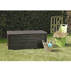 Keter Brightwood 120 Gallon Outdoor Resin Garden Patio Storage Furniture Deck Box