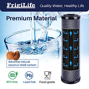 FrigiLife 1 Micron 10" x 2.5" Whole House CTO Carbon Sedimen Water Filter Compatible DuPont WFPFC8002, WFPFC9001, SCWH-5, WHCF-WHWC, FXWTC, RO Unit for Under Sink & Countertop Filtration System,3Pack