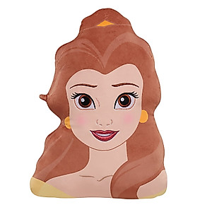 Disney Princess Just Play Character Heads 13.5-inch Plush Belle, Beauty and The Beast, Soft Plushie, Kids Toys for Ages 3 Up