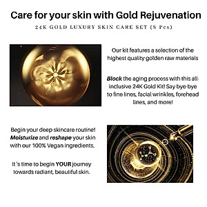 Youth Lux 24k Gold Skin Care Set & Kit (8 Pc) | Anti-Aging Face Kit For Flawless Glowing Skin, Reduces Fine Lines & Wrinkles | Skin Care Sets & Kits for Women