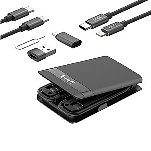 BUDI MFi Certified USB Type C Cable and 3 Types USB Adapter Combination Set USB Adapter Kit Cable Convertor Storage Box for Traveling Phone Pad Charging PC Computer Data Transfer