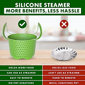 Avokado Silicone Steamer Basket for 6qt Instant Pot [3qt, 8qt avail], Ninja Foodi, Other Pressure Cookers - 100% Food Safe, BPA-Free, Dishwasher Safe Collapsible Vegetable Steamer Basket & Strainer