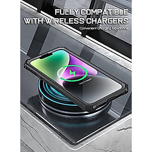 Poetic Guardian Case Compatible with iPhone 14 6.1 Inch, [20 FT Mil-Grade Drop Tested] Full-Body Hybrid Shockproof Protective Rugged Clear Cover Case with Built-in Screen Protector, Black/Clear