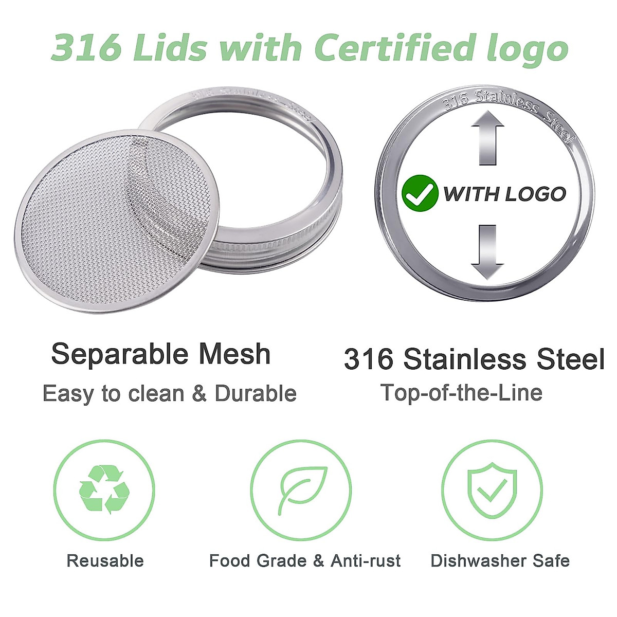 Complete Sprouting Jar Kit- 2 Wide Mouth Mason Jars with Premium 316 Stainless Steel Screen Lids, Blackout Sleeves,Tray, Stand - Seed Sprouter Set for Growing Broccoli, Alfalfa, Salad, Sandwich