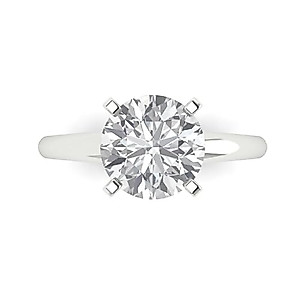 Clara Pucci 2.50ct Round Cut Solitaire White Lab Created Sapphire Engagement Bridal Promise Anniversary Ring in 18K White Gold 4.25