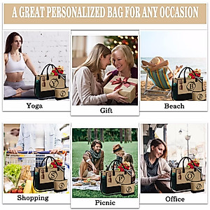 YOOLIFE Tote Bag for Women - Personalized Gift, Initial Tote Bag with Zipper, Premium Jute, Large Capacity, Hand Wash, Summer