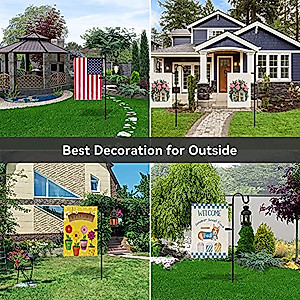 Jantens Garden Flag Holder Stand & Shepherds Hook, 36 Inch Garden Flag Pole with Anti-Wind Clip for Flag, Solar Lights, Wreath, and Decorations