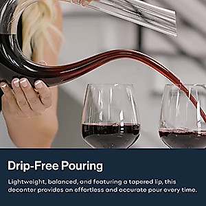 HiCoup Red Wine Decanter with Aerator - 750mL Crystal Glass Wine Carafe and Purifier for Home Bar﻿