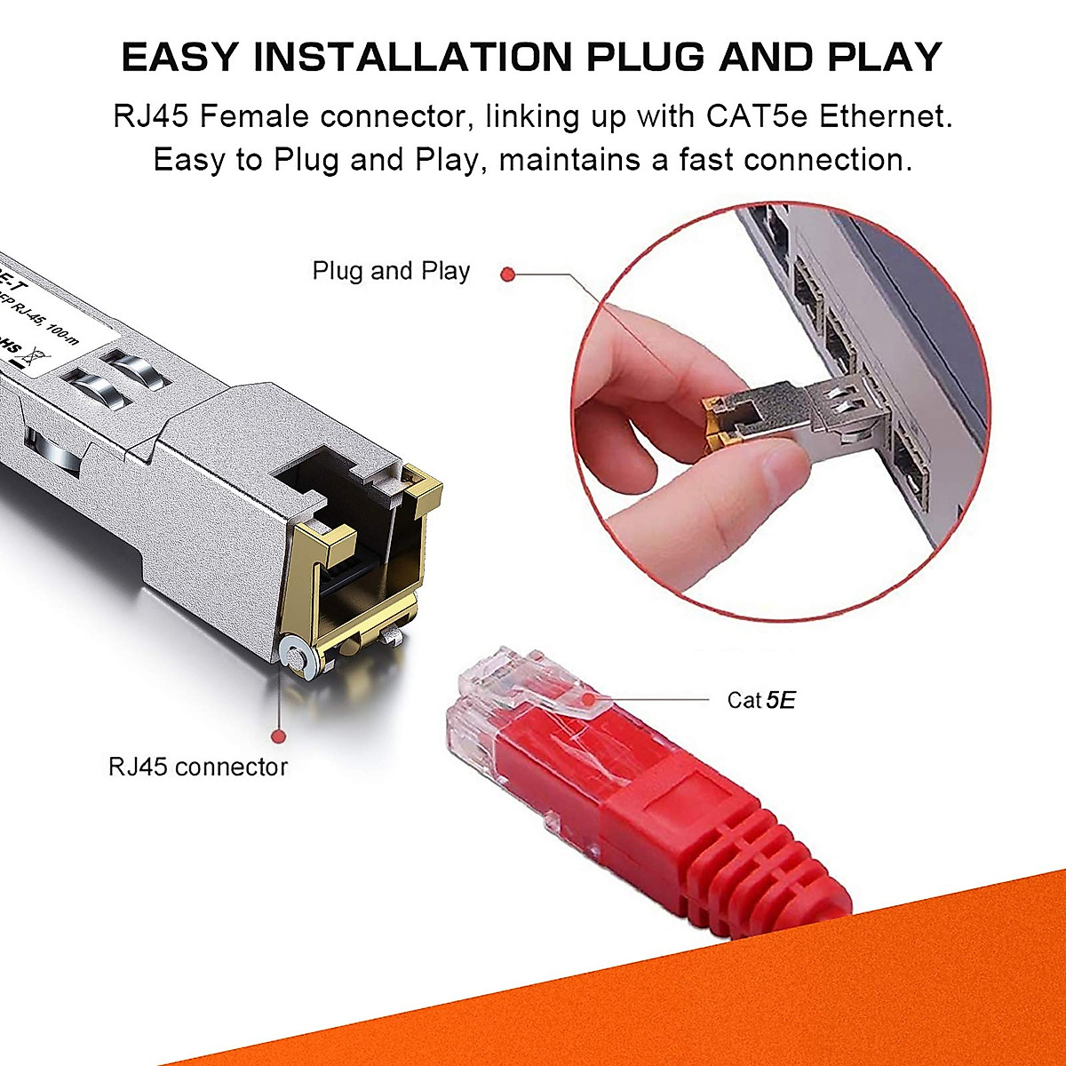 Gigabit SFP to RJ45 Copper SFP Transceiver 1000Base-T, 1.25G SFP-T Copper SFP Module, for Ubiquiti UniFi UF-RJ45-1G/UACC-CM-RJ45-1G, Mikrotik, Fortinet, Netgear, TP-Link and More(CAT5e/6,100m)