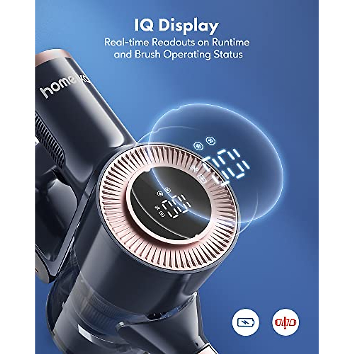 Homeika Cordless Vacuum Cleaner, 20Kpa Powerful Suction Vacuum with LED Display, 8 in 1 Lightweight Stick Vacuum Cleaner with 30 Min Runtime Detachable Battery for Carpet and Hard Floor Pet Hair Blue