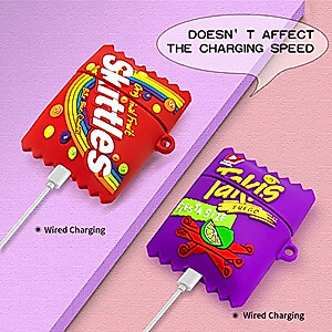 2Pack for Airpod 2/1 Case, Soft Silicone Cute Cartoon Kawaii Funny Cover Food Fashion Protective Skin for Air Pods Compatible with Airpods 2&1 (Teki Potato +Color Candy)