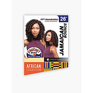 6 Packs Deal!!! JAMAICAN BOUNCE 26" - Sensationnel African Collection Crochet Braid (6-PACK, 1B Off Black)