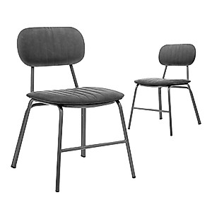 CangLong Homestripe Home Laurette Collection Modern Style PU Upholstered Dining Chair (Set of 2) with Stainless Steel Frame & Legs