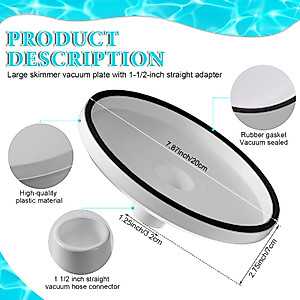 Pool Skimmer Vac Plate and 1-1/2 Inch Pool Spiral Wound Vacuum Hose Cuff Compatible with Skimmer SP1106, Hayward Swimming Pool Skimmer Basket SP1082 1084 1085 1075 Pool Cleaning Accessories(4 Pack)