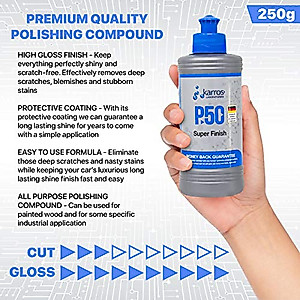 Karros Laboratories P50 Super Finish Premium Polishing Compound for High End Finish for Fast Eliminations of Holograms, Swirl Marks and Minor Scratches on New or Old Paints (250g)