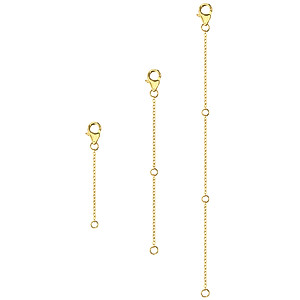 Gold Necklace Extenders,14K Gold Chain Extenders with Lobster Clasp, Durable Plated Solid Brass Necklace Bracelet Anklet Extension Chains(2 4 6 Inches, 3PCS)