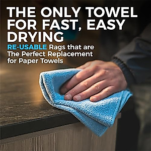 The Rag Company - All-Purpose Microfiber Terry Cleaning Towels - Commercial Grade, Highly Absorbent, Lint-Free, Streak-Free, Kitchens, Bathrooms, Offices, 300gsm, 12in x 12in, Green (12-Pack)