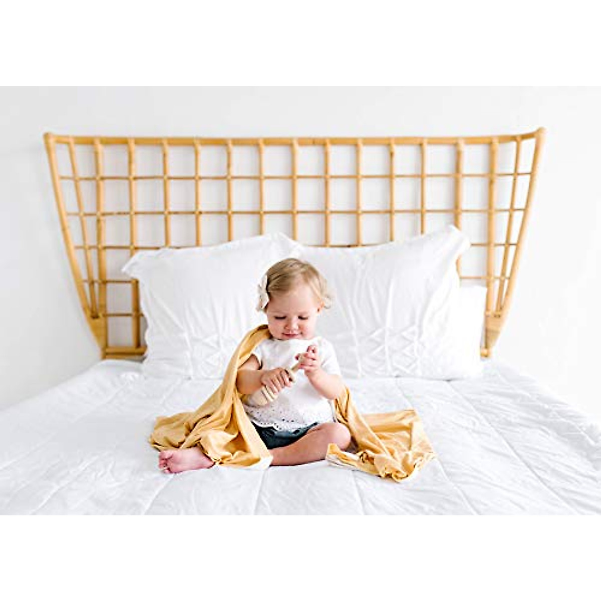 Copper Pearl Baby Swaddle Blanket - Premium Knit Baby Blanket, Large Soft Stretchy Receiving Blankets for Baby Boy and Girl, Swaddles for Newborn, Infant, and Toddler (Marigold)